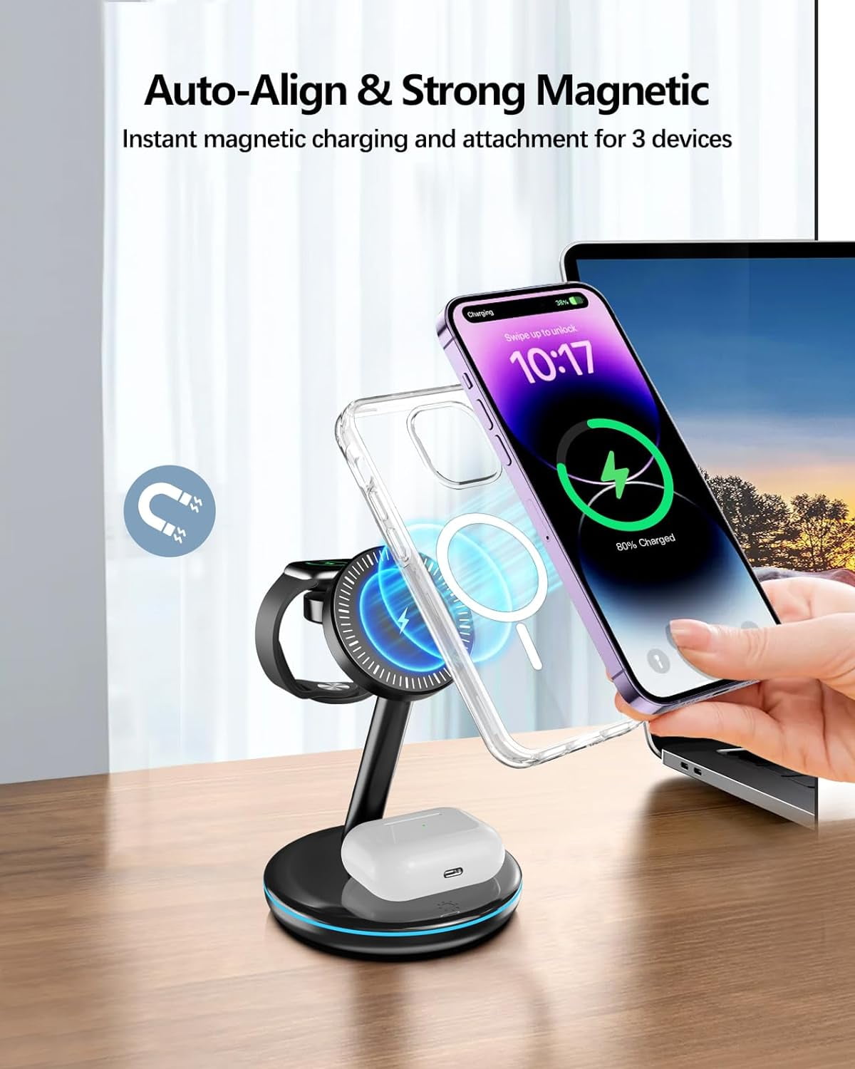 TG4THT-3 in 1 Charging Station for Apple Devices 18W Fast Mag-Safe ...