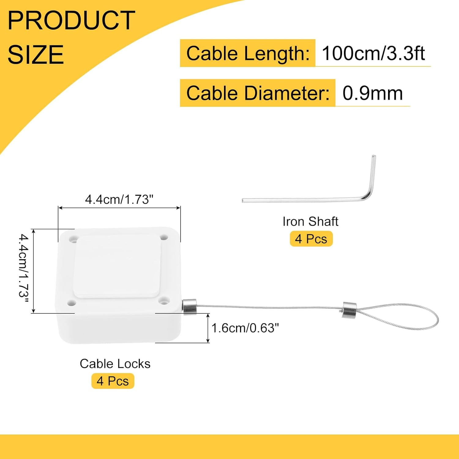 TG4THT-3.3 ft Retractable Cable Lock with Latch Remote Control Security ...