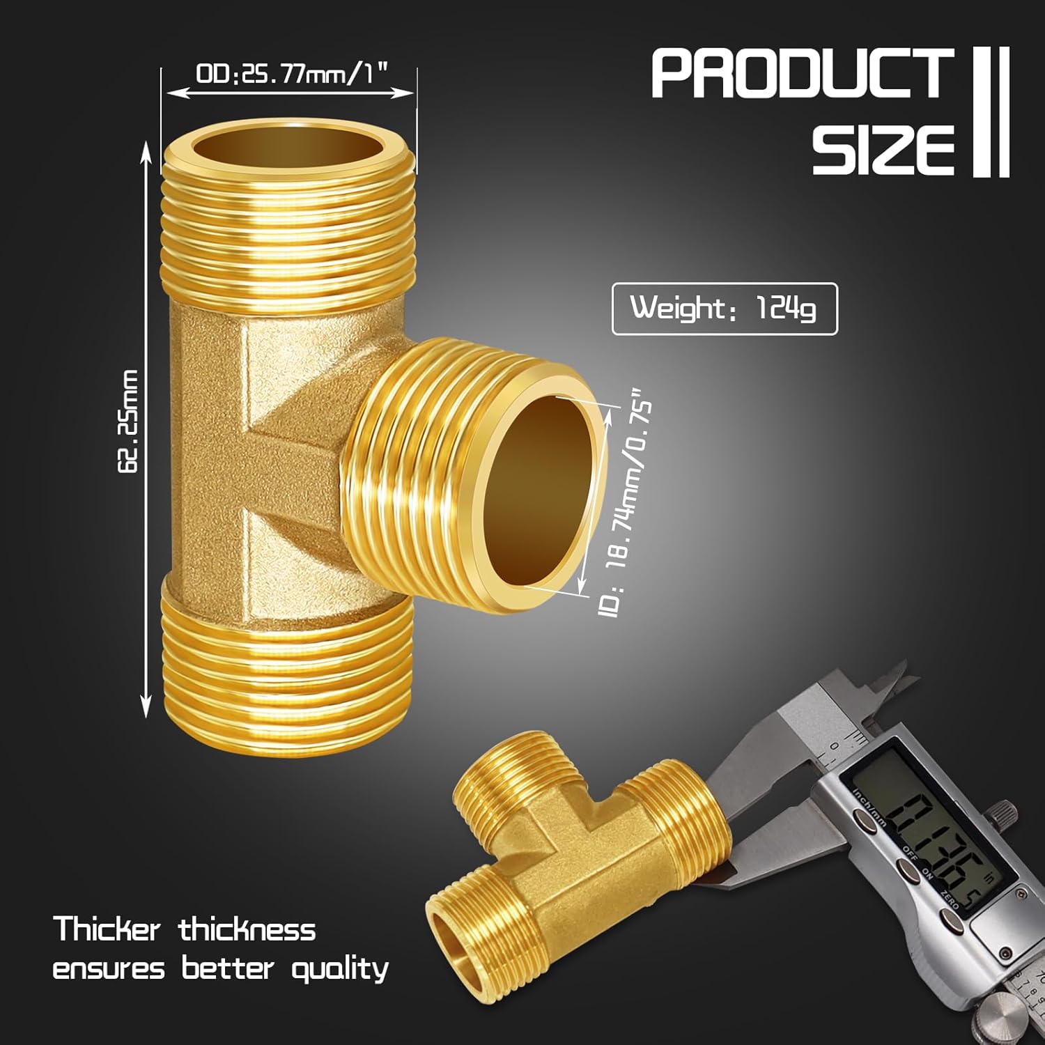 TG4THT-3/4" Heavy Duty Brass Garden Hose Tee - NPT Male x3 w/Swivel ...