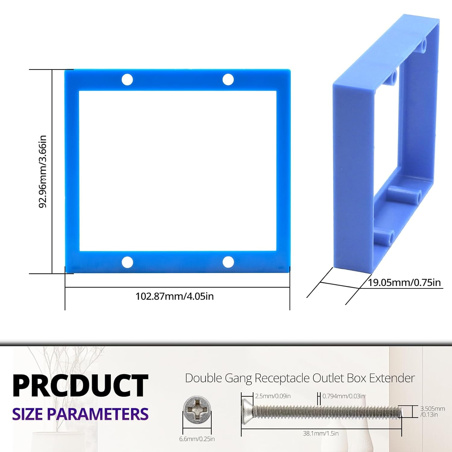 TG4THT-3/4\u201d Blue Double Gang Outlet Extender, Fixes Recessed or ...
