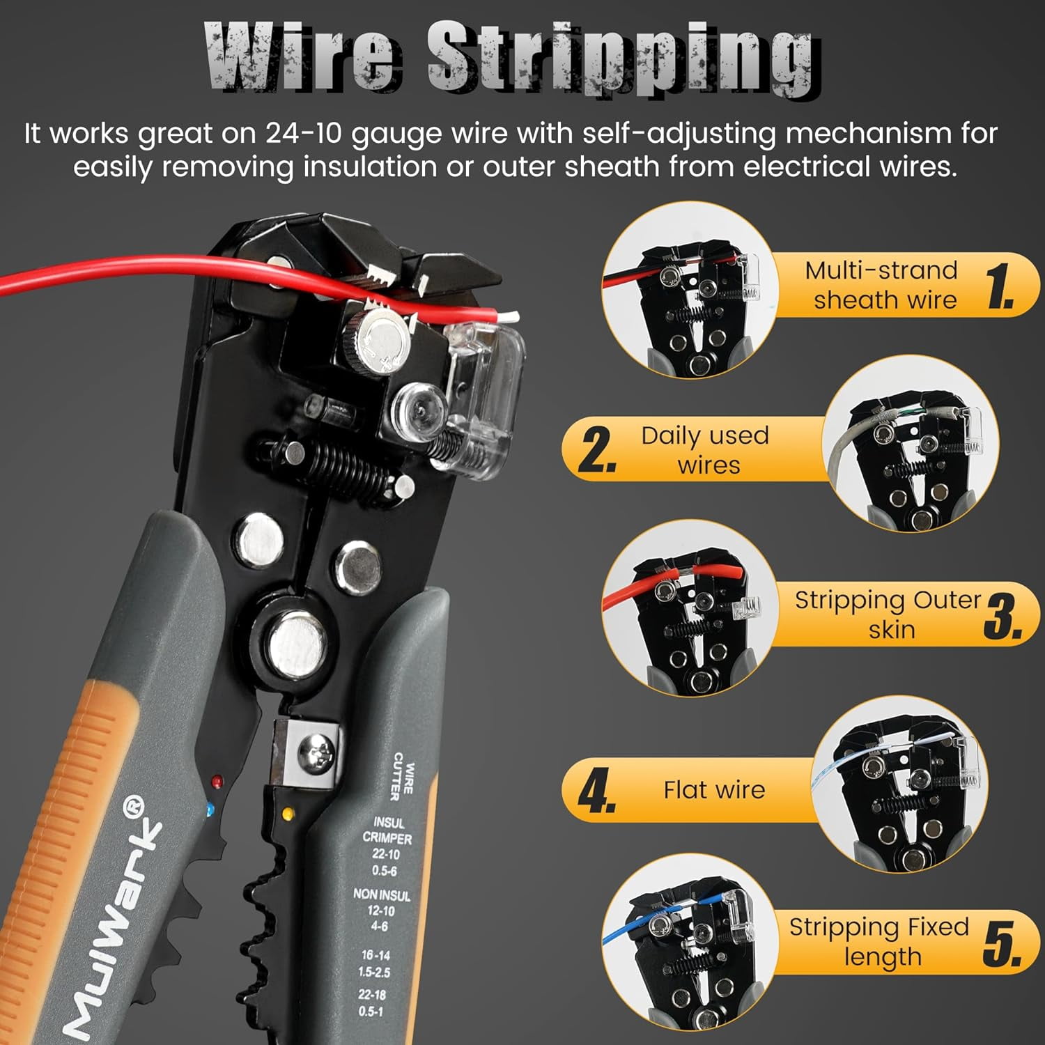 TG4THT-3-In-1 Multi Self Adjusting Wire Stripper/Cutter/Crimper - 8 ...