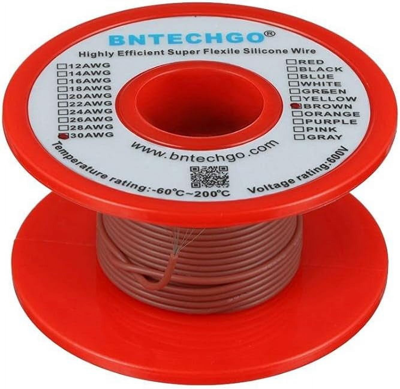 TG4THT-30 Gauge Silicone Wire Spool 250 ft Brown Flexible 30 AWG ...