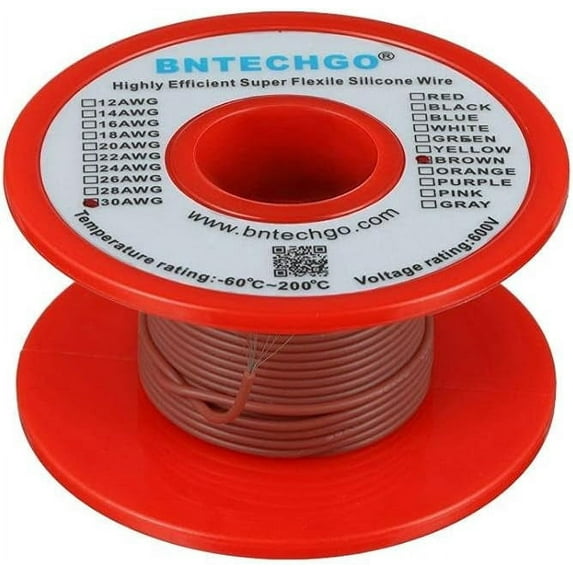TG4THT-30 Gauge Silicone Wire Spool 250 ft Brown Flexible 30 AWG ...