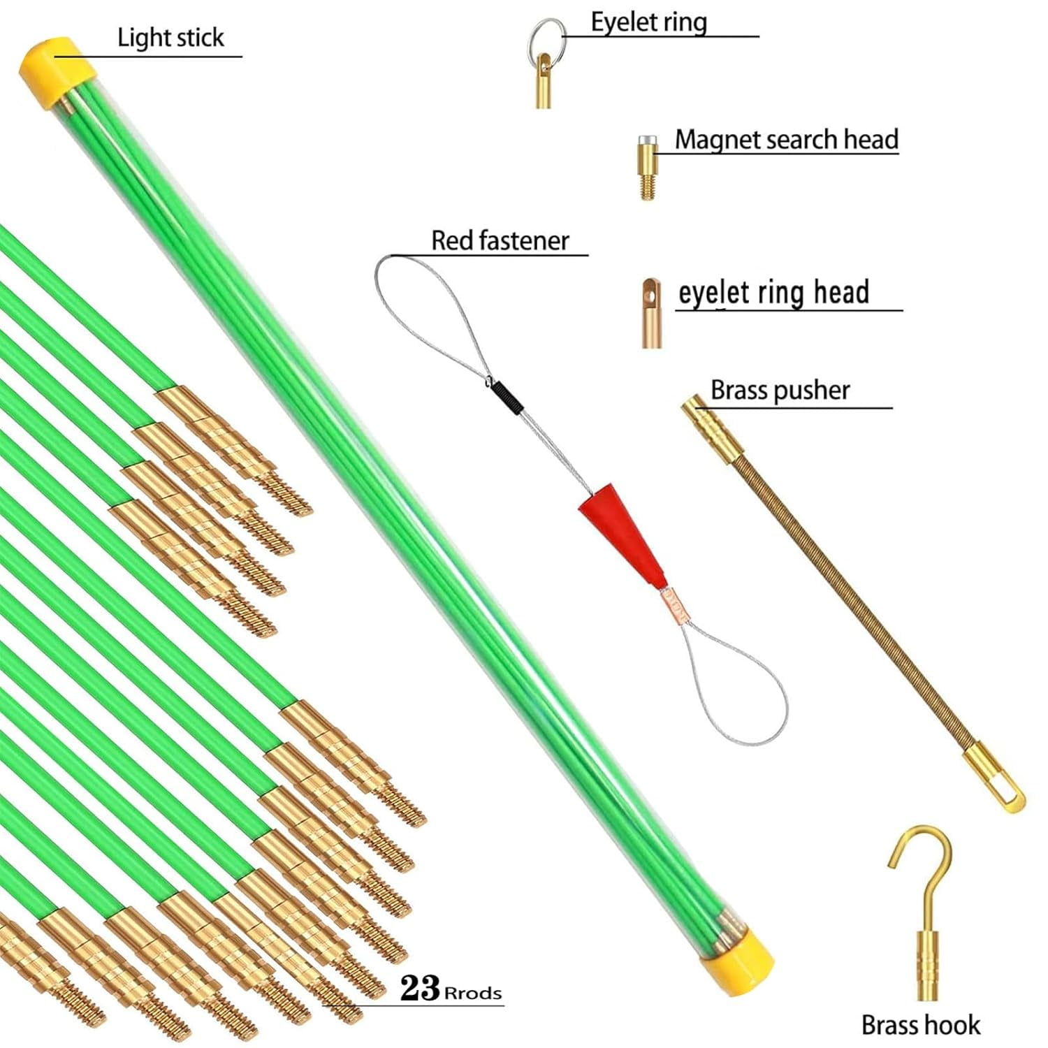 TG4THT-33 Ft Fiberglass Cable Wire Running Pull Push Kit Coaxial ...