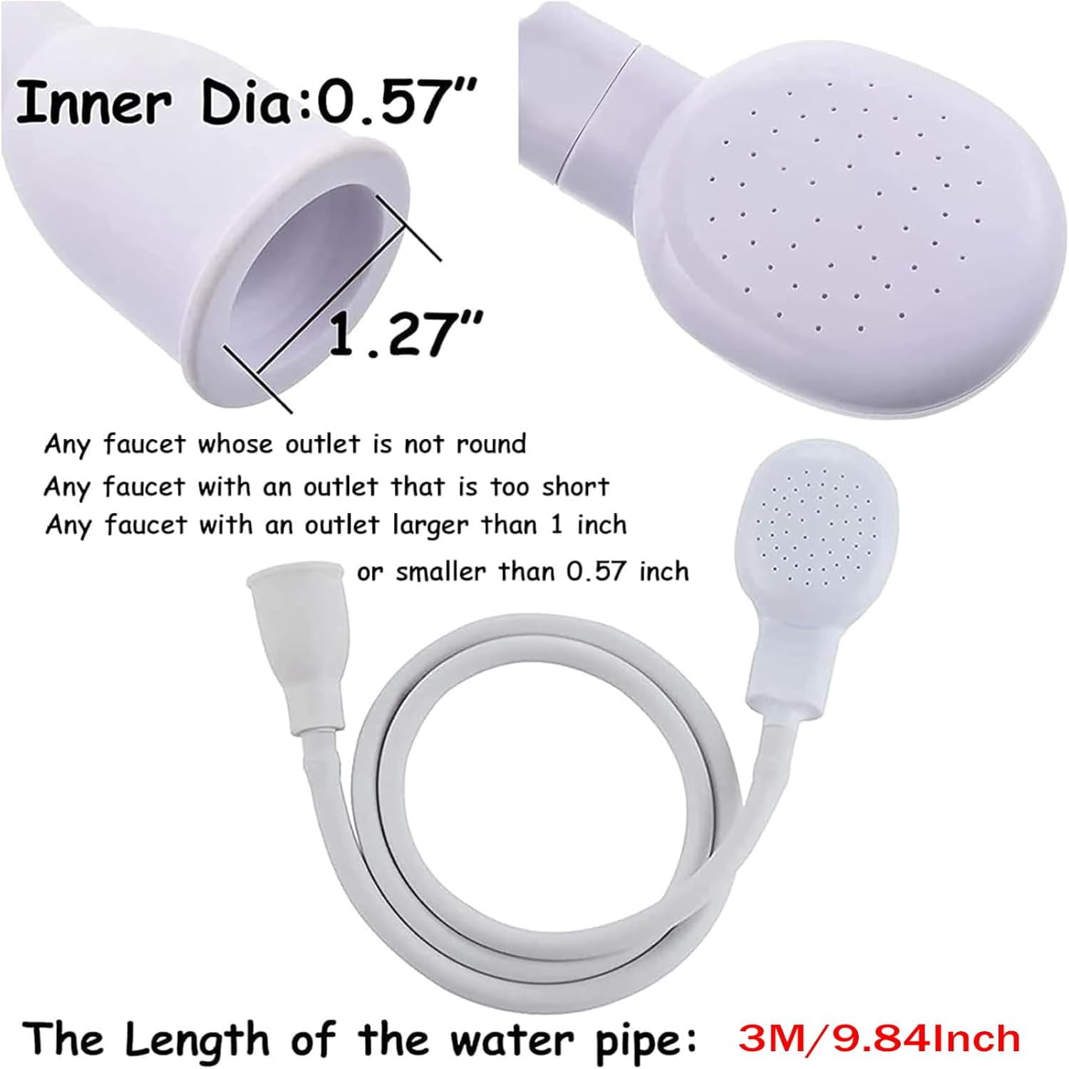TG4THT-3m/9.84ft Sink Spray Rubber Hose Portable Sink Hose Faucet ...