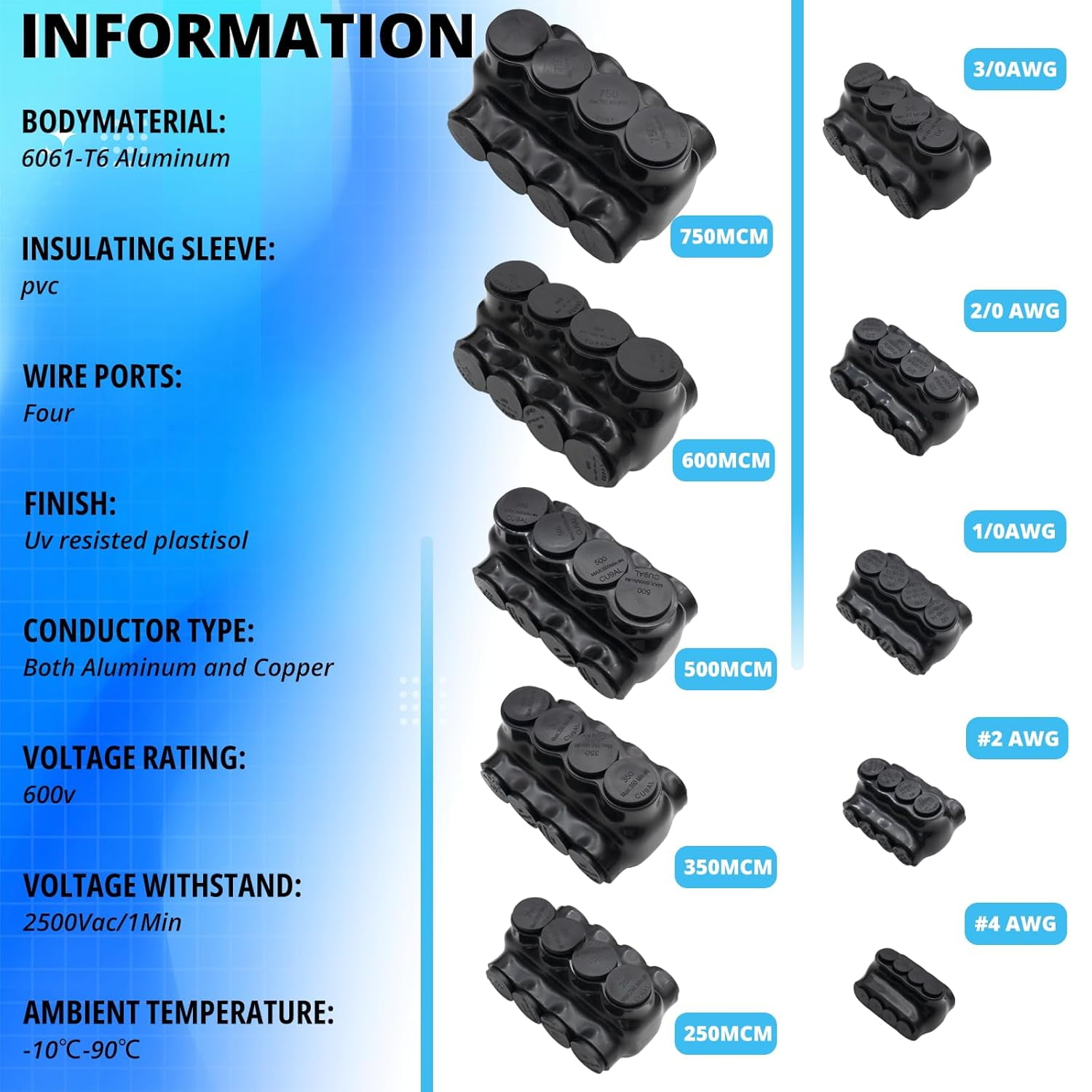 TG4THT-4-14 AWG Insulated 1 Port Inline Splice Connector Black Wire ...