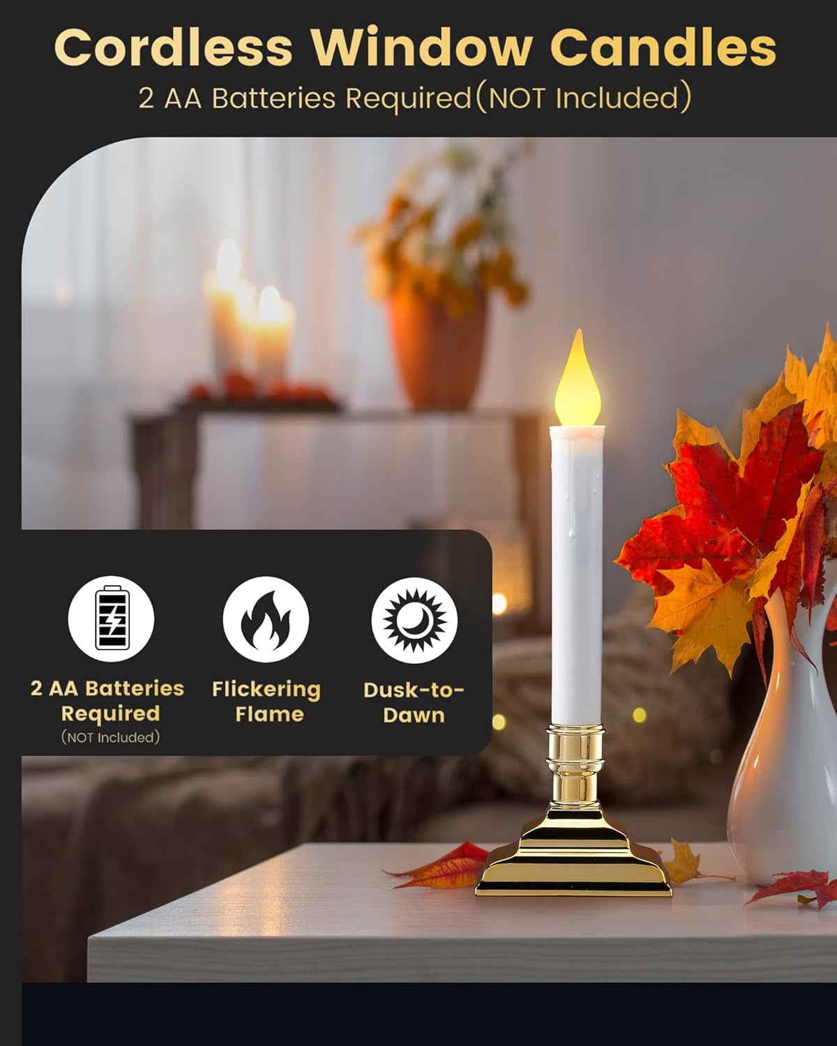 TG4THT-4 Pack Battery Operated Window Candles, Dusk-to-Dawn Window ...