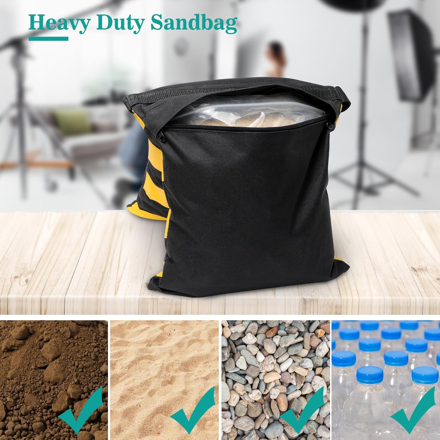 TG4THT-4 Packs Yellow Sandbag Weight Bags for Light Stand Photography ...