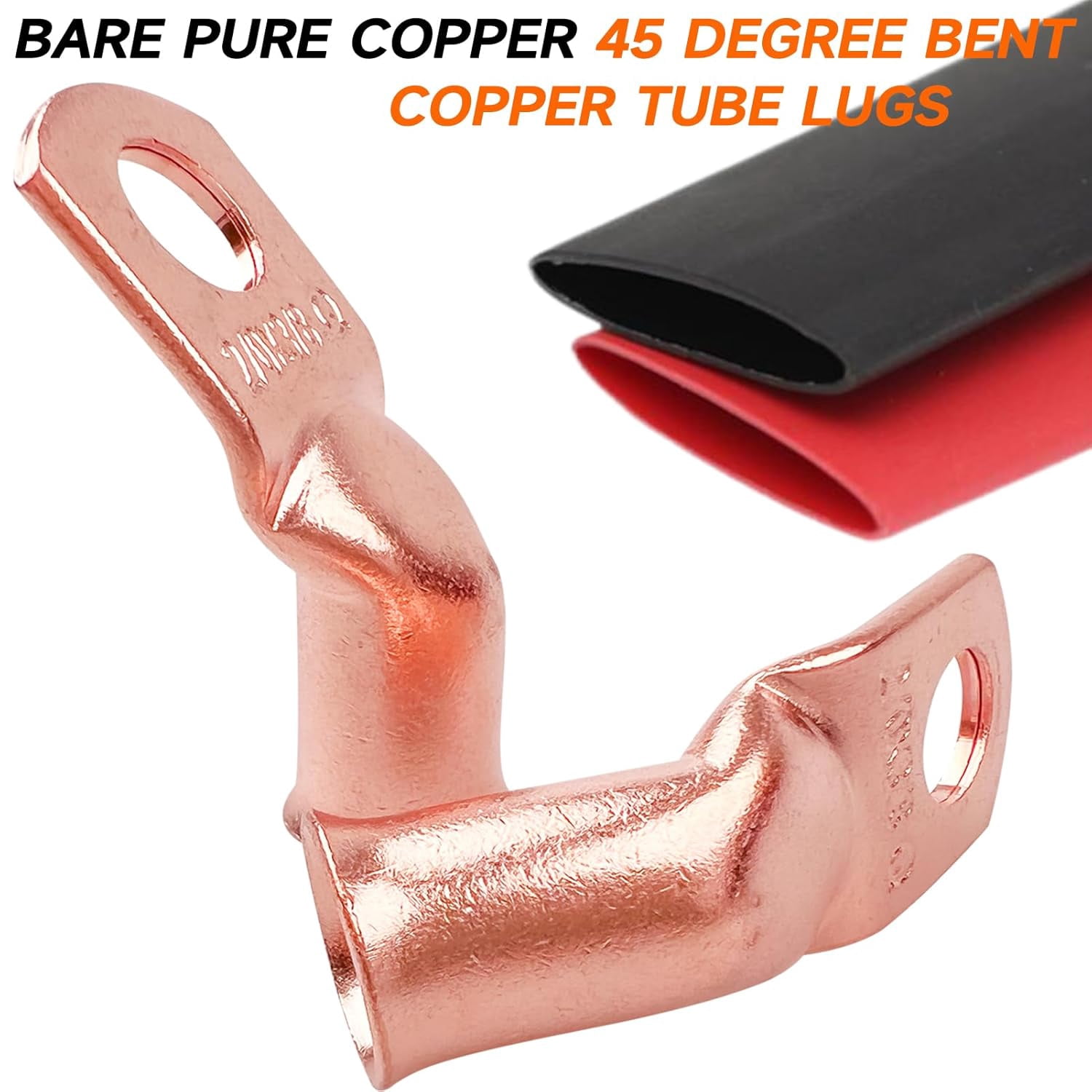 TG4THT-45 Degree Bent Bare Copper Lugs 4 AWG - 5/16" Battery Lugs,Heavy ...