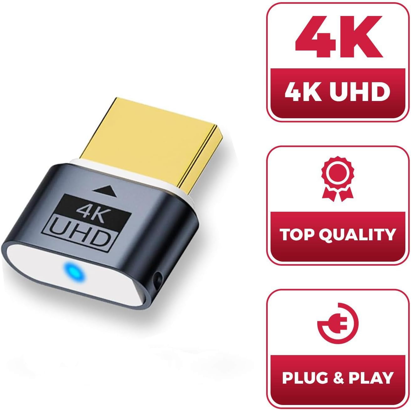 TG4THT-4K HDMI Dummy Plug Display Emulator Headless Ghost Adapter ...