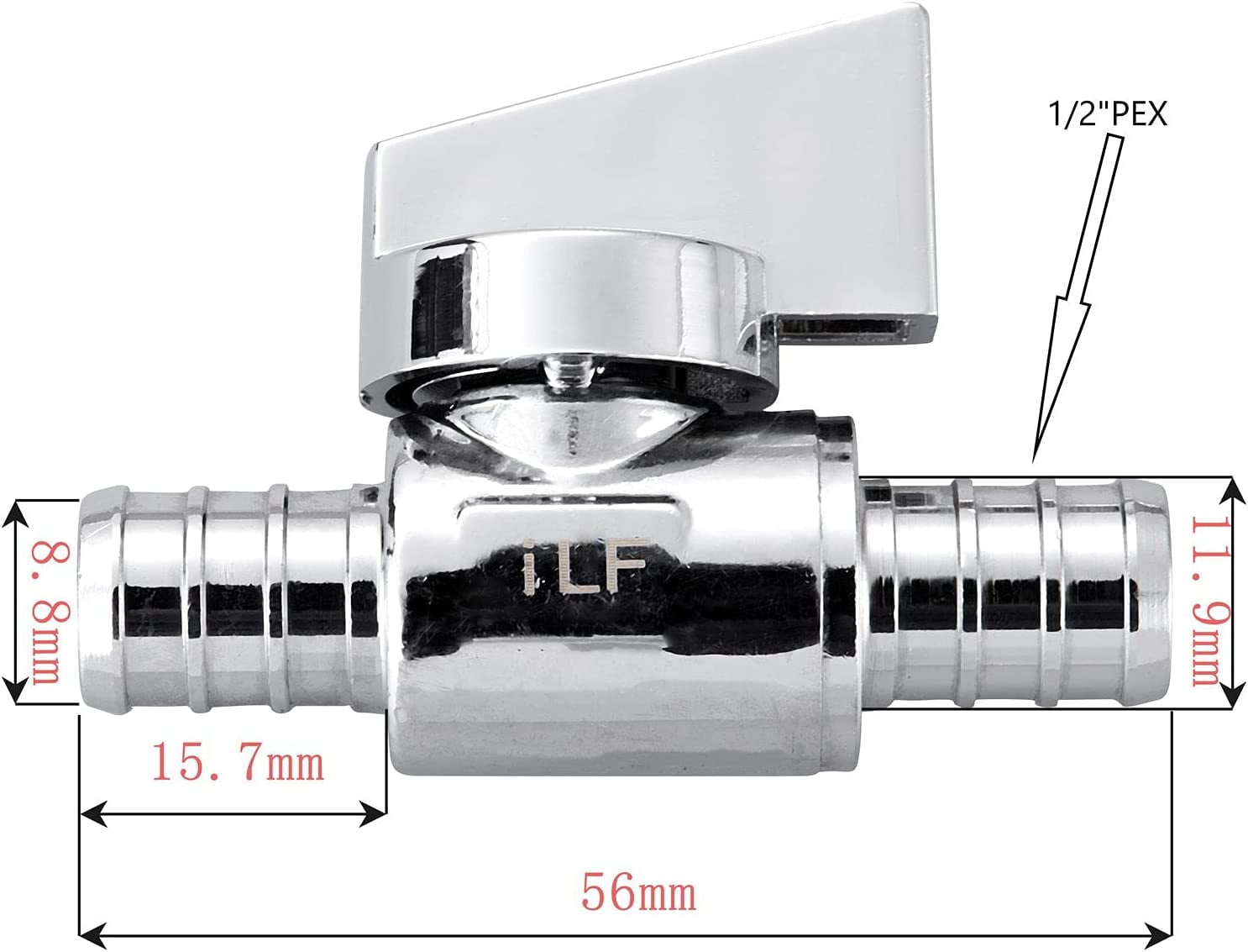 TG4THT-5 Pack LF Brass,1/2" Pex x 1/2" PEX Chrome-Plated 90° Angle Stop ...