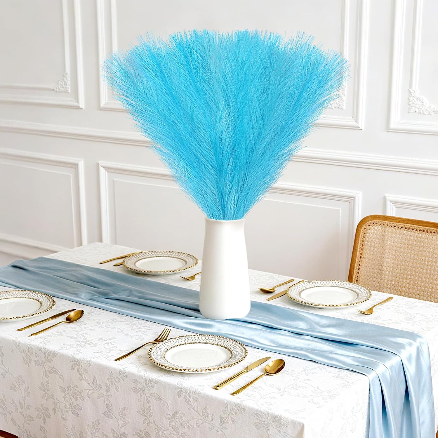 TG4THT-50pcs Faux Pampas Grass, 21.6" Short Artificial Pompous Grass ...