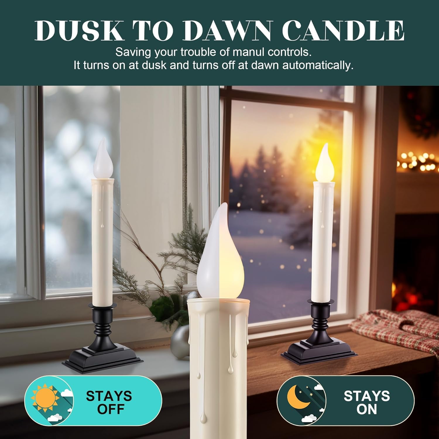 TG4THT-6 Pack Battery Operated LED Window Candles, Dusk to Dawn Light ...