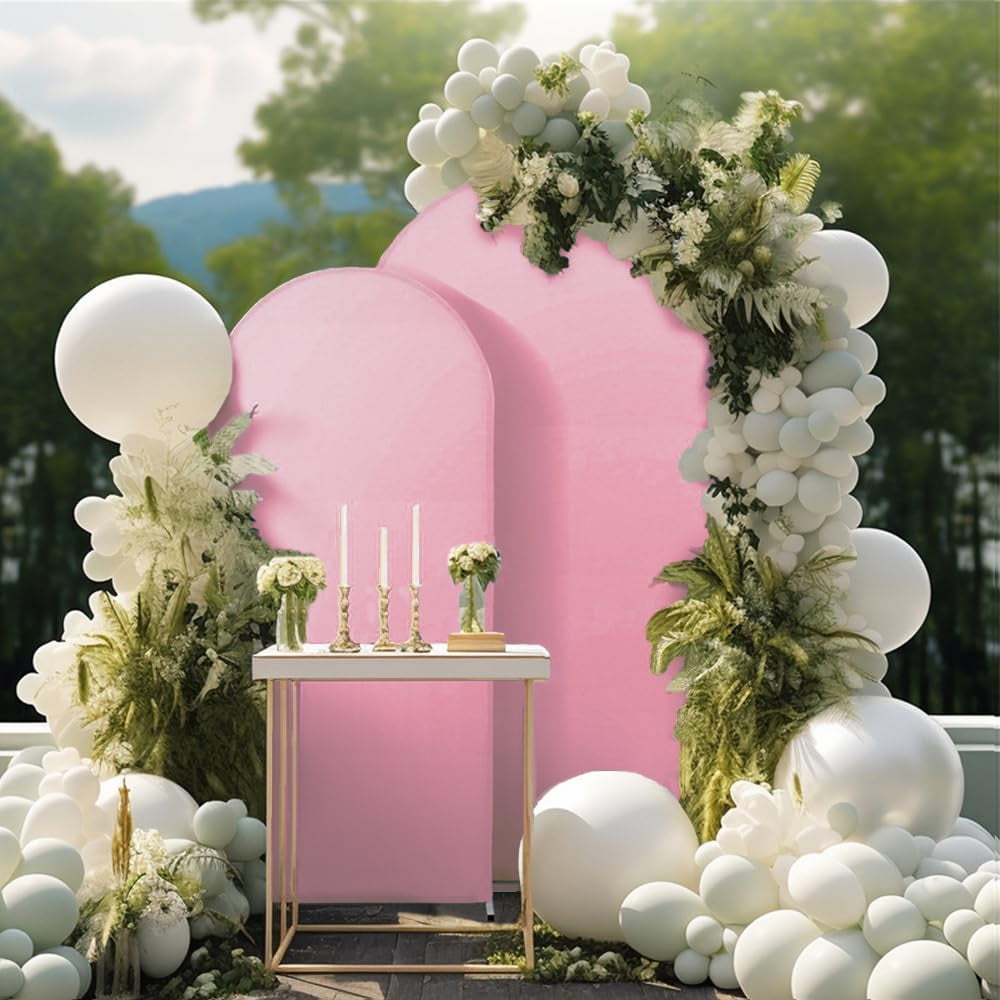 TG4THT-7.2 FT Pink Arch Backdrop Cover Fitted Spandex Wedding Arch ...