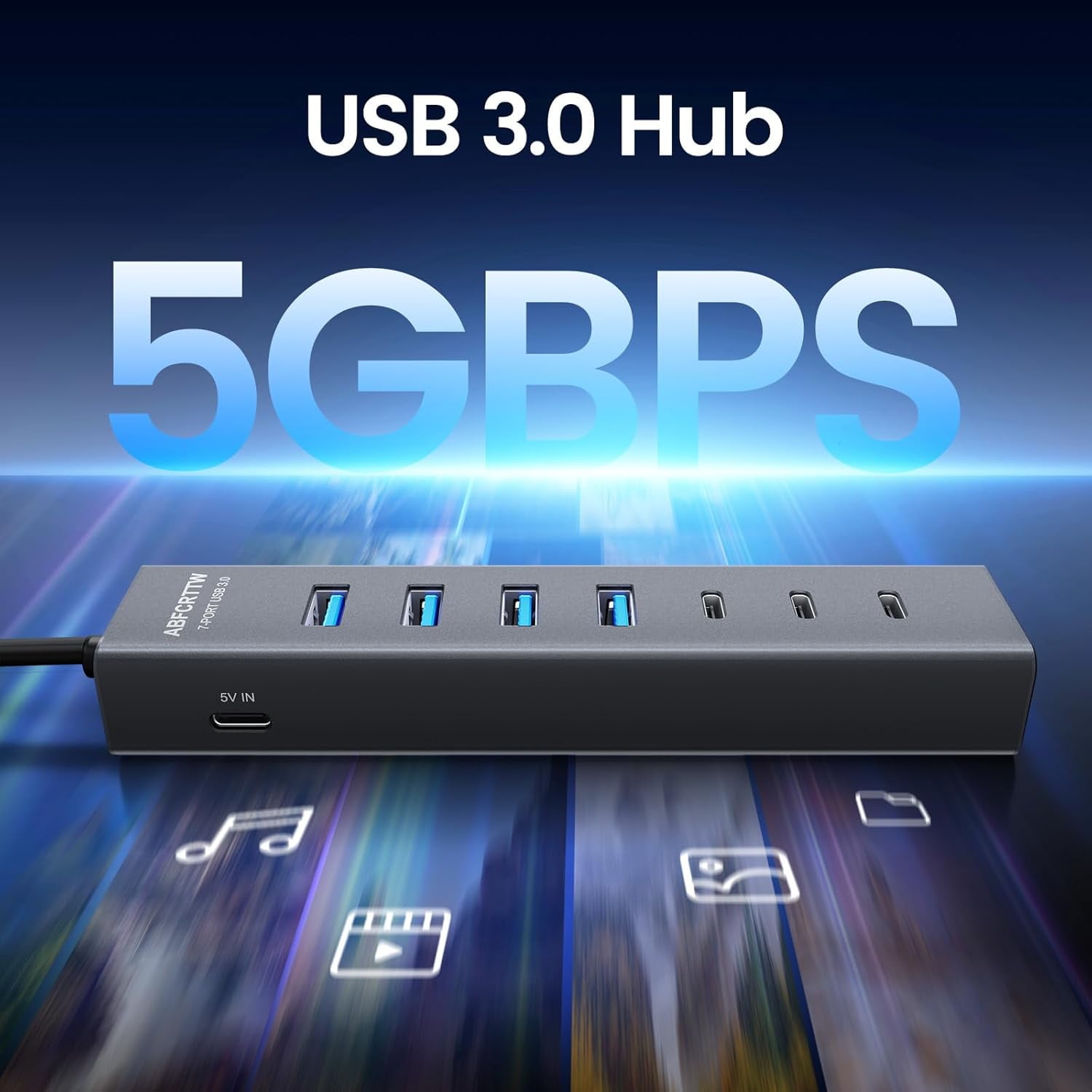 TG4THT-7-Port USB C Hub for Laptop, Aluminium USB 3.0 Hub with 4 USB-A ...