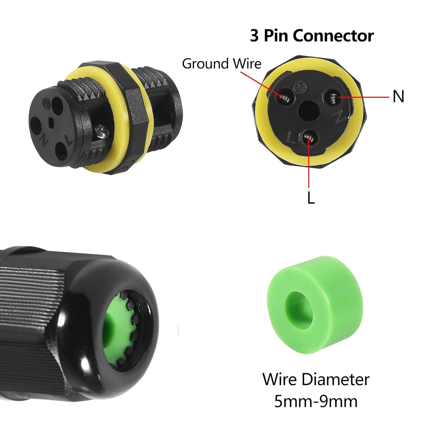 TG4THT-8PCS 3 Pole Wire Connector Waterproof IP68 Outdoor Electrical ...