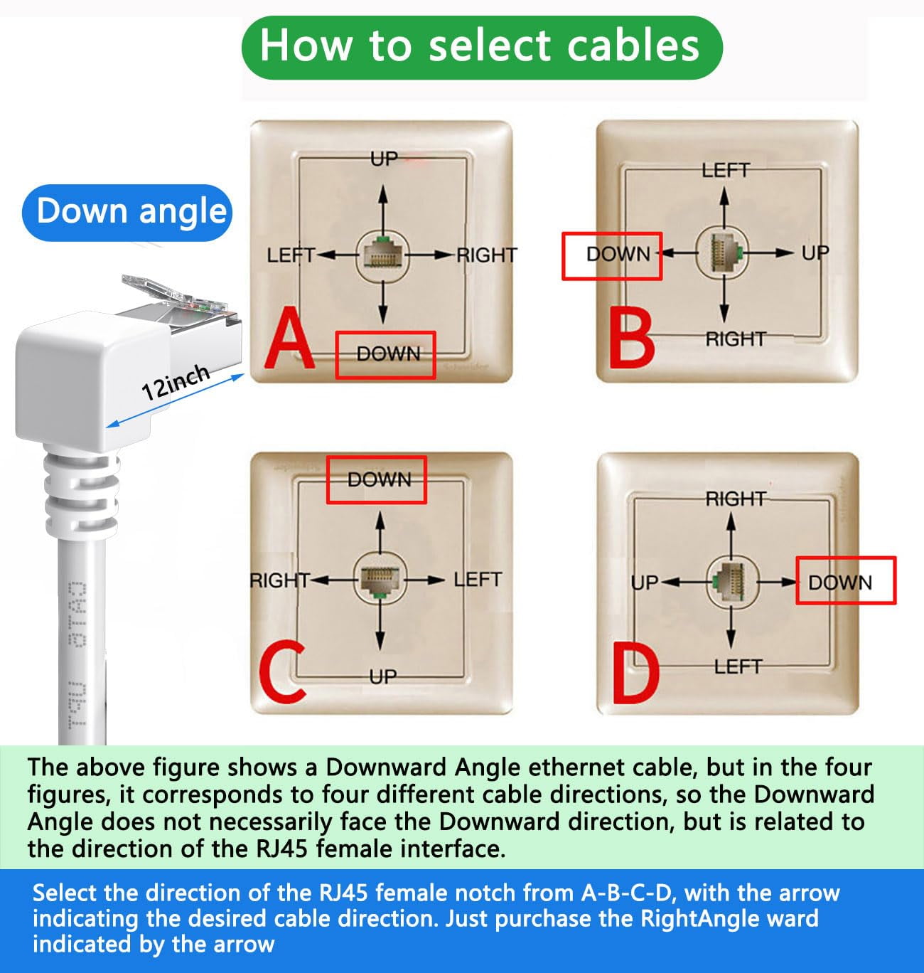 TG4THT-90 Degree Cat6 Ethernet Cable White Down/UP Right Angled CAT 6 ...