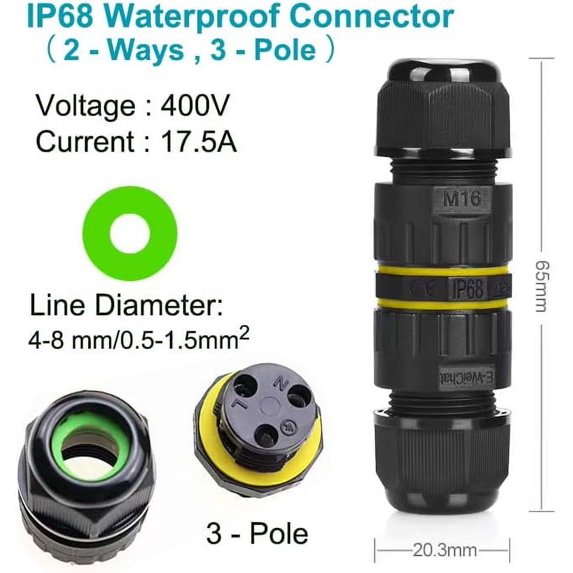 TG4THT-ATB Future Waterproof IP68 Power Cable Connectors,Outdoor ...
