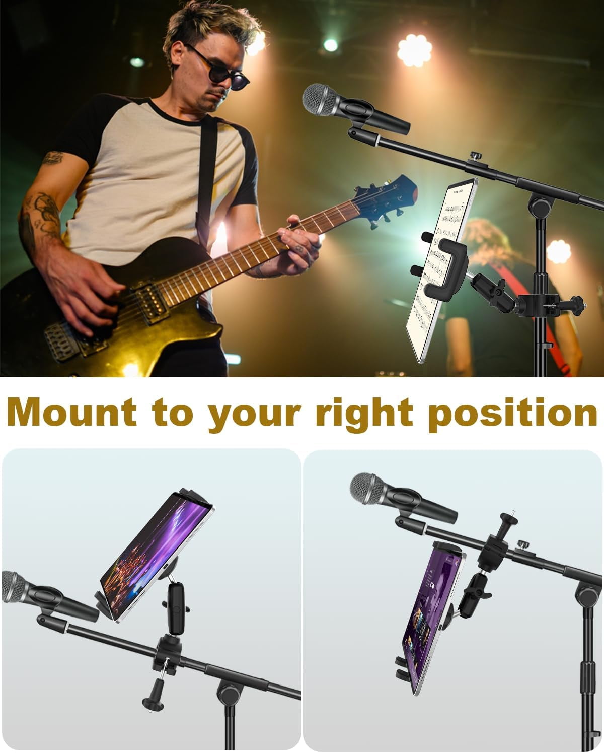 TG4THT-Aluminum Tablet Holder for Microphone Stand/Mic Music Mount ...