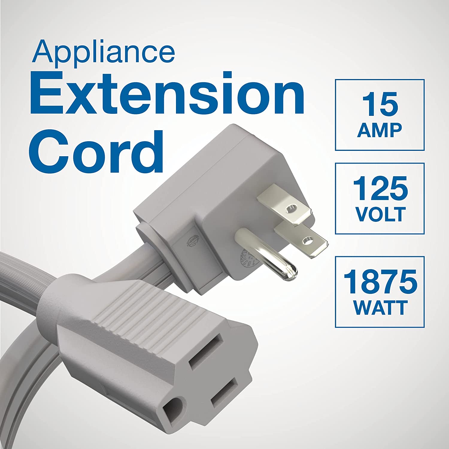 TG4THT-Appliance Extension Cord - 12ft Heavy Duty Gray Extension Wire ...