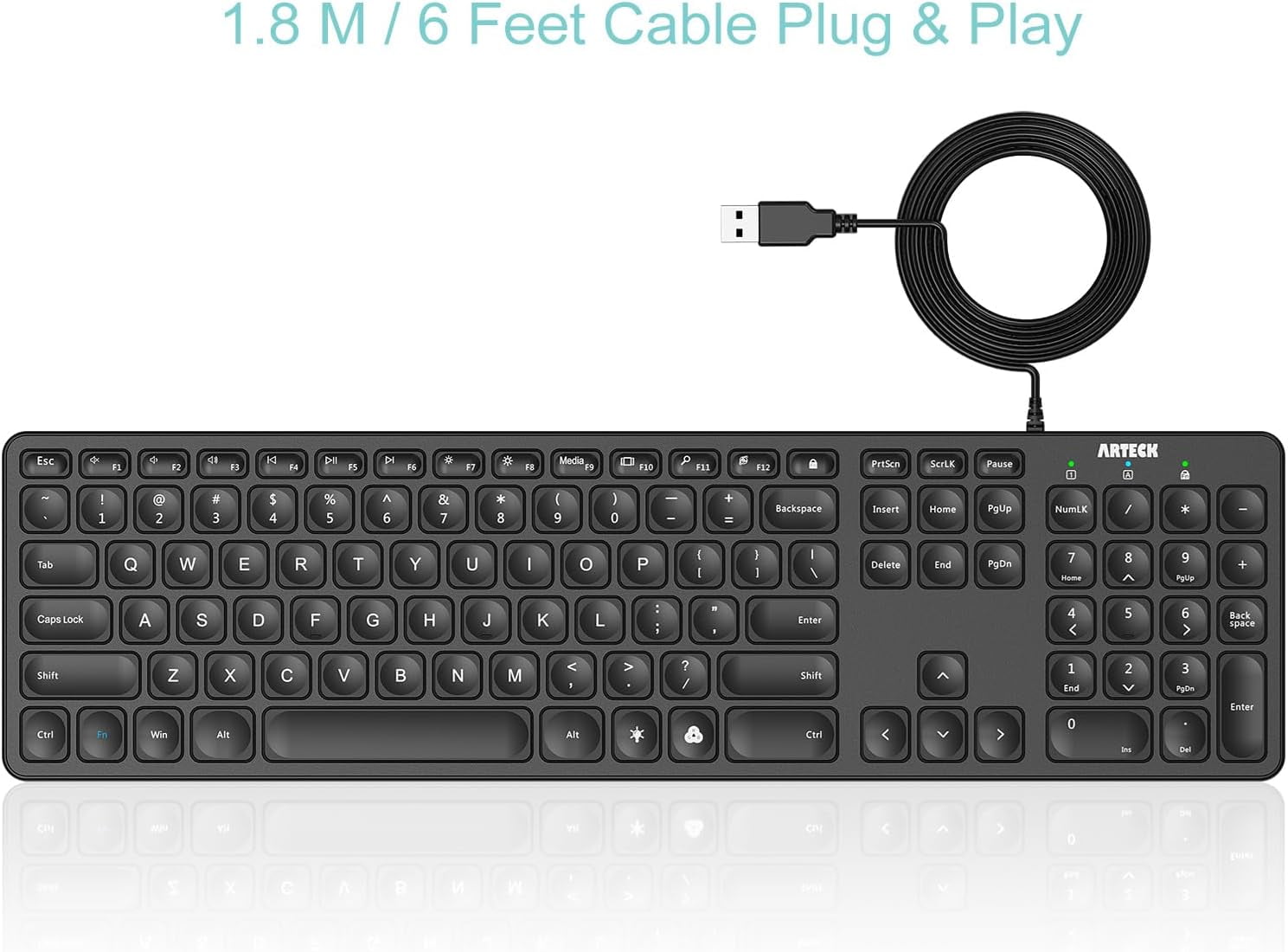 TG4THT-Backlit USB Wired Full Size Keyboard with Media Hotkey for PC ...