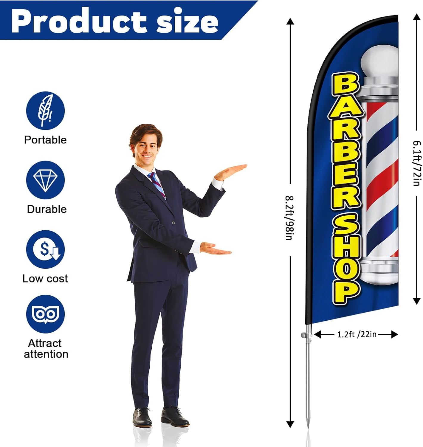 TG4THT-Barber Flag 8FT, Barber Flags for Outside, Barber Shop Signs ...