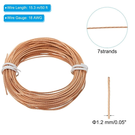 TG4THT-Bare Copper Ground Wire, 18 Gauge 50 Feet Solid Braided Copper ...