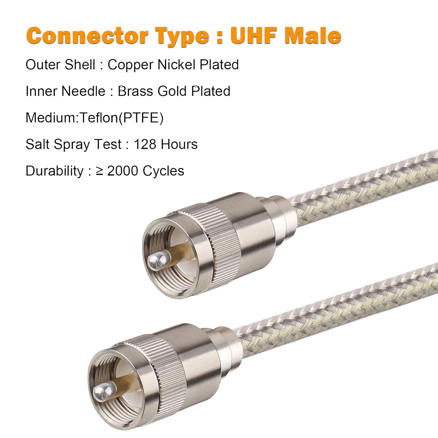 TG4THT-CB Coax Cable 6ft,RG8X Stranded Core UHF PL259 Male to Male Low ...