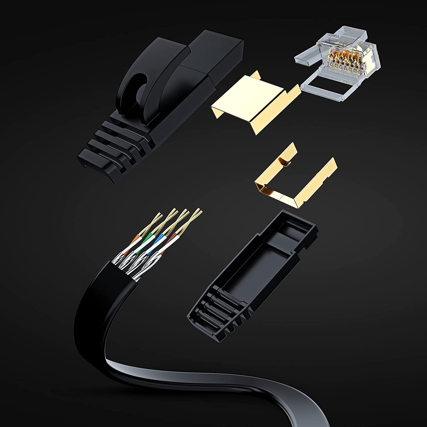 TG4THT-Cable CAT7 Flat Ethernet Cable, 5 Pack (Multicolor, 3ft) 10 Gbps ...