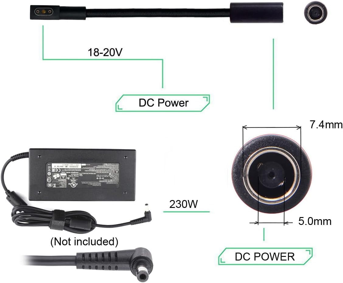 TG4THT-Cablecc DC Jack 7.4 * 5.0mm Input to 3Pin Plug Cable Compatible ...