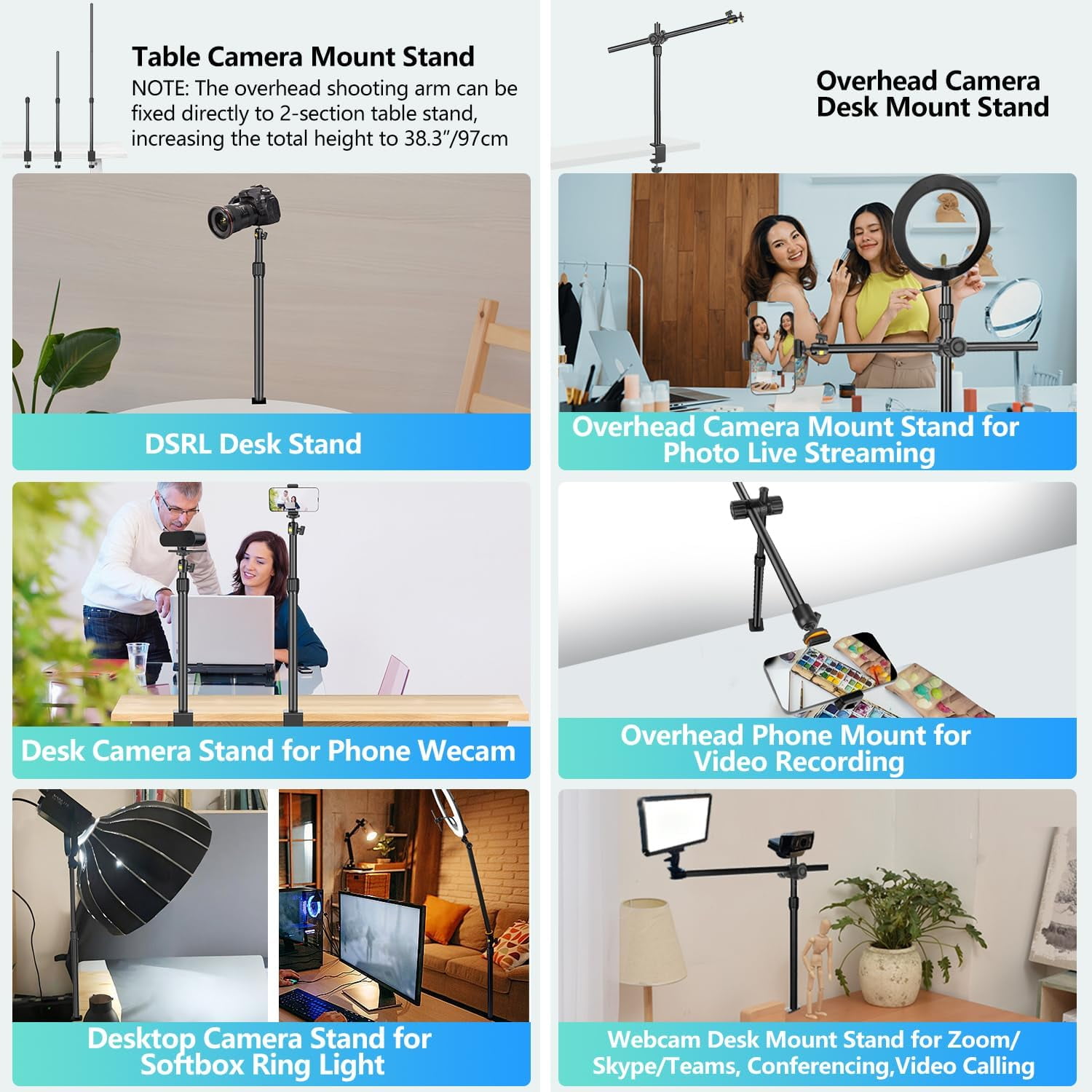TG4THT-Camera Desk Mount Webcam Stand with Overhead Articulating Magic ...