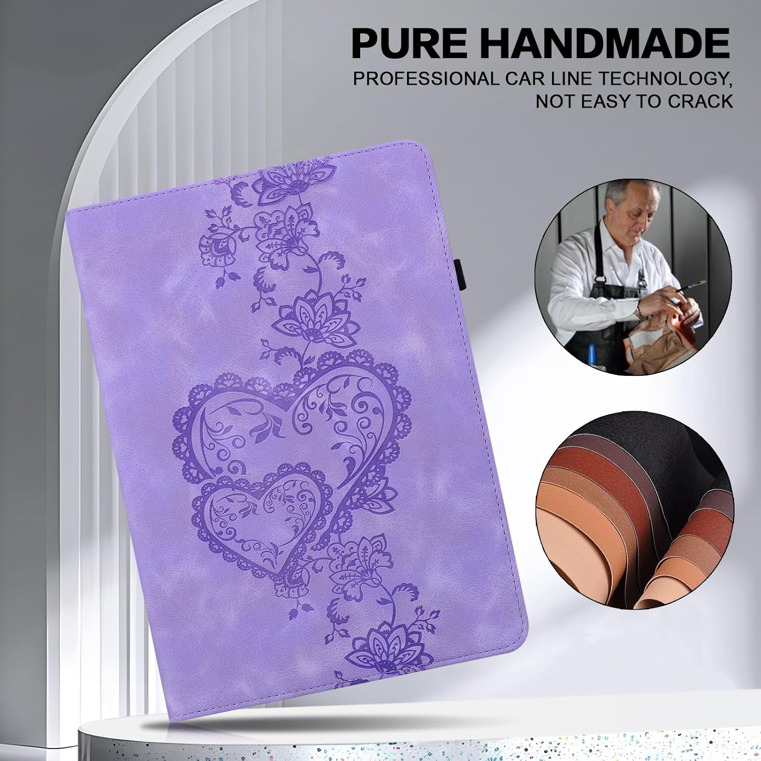 TG4THT-Case for Lenovo Idea Tab Pro 12.7 Inch 2025, Embossed Heart PU ...