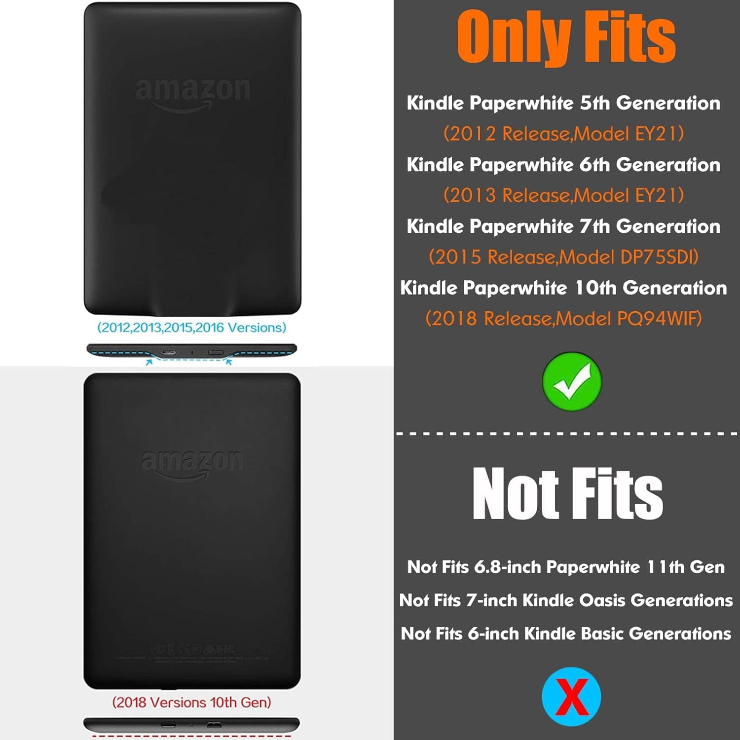 TG4THT-Case for Older 6" Kindle Paperwhite 5th/6th/7th/10th Generation ...