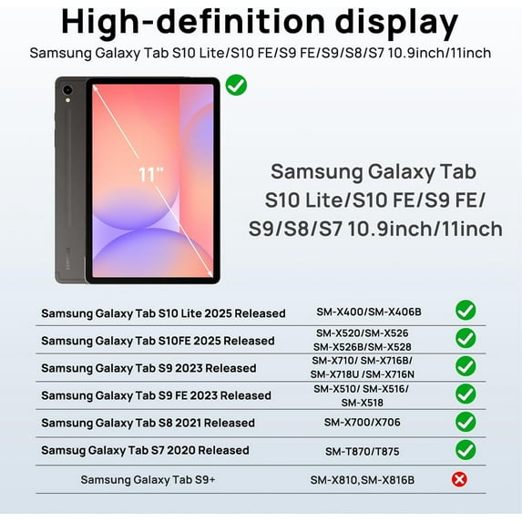 TG4THT-Case for Samsung Galaxy Tab S10 Lite/S10 FE/S9 FE/Tab S9/S8 /S7 5G 10.9"/11", Full-Body ...