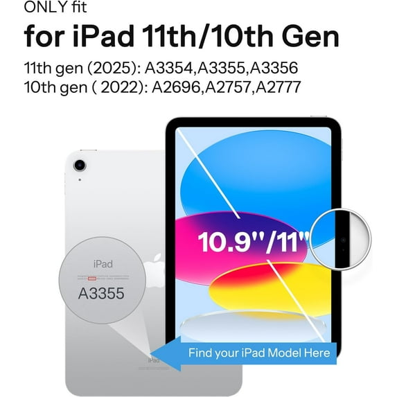 TG4THT-Case for iPad A16 11th/10th Generation 2025/2022 (11"/10.9") with Pencil Holder, Magnetic ...