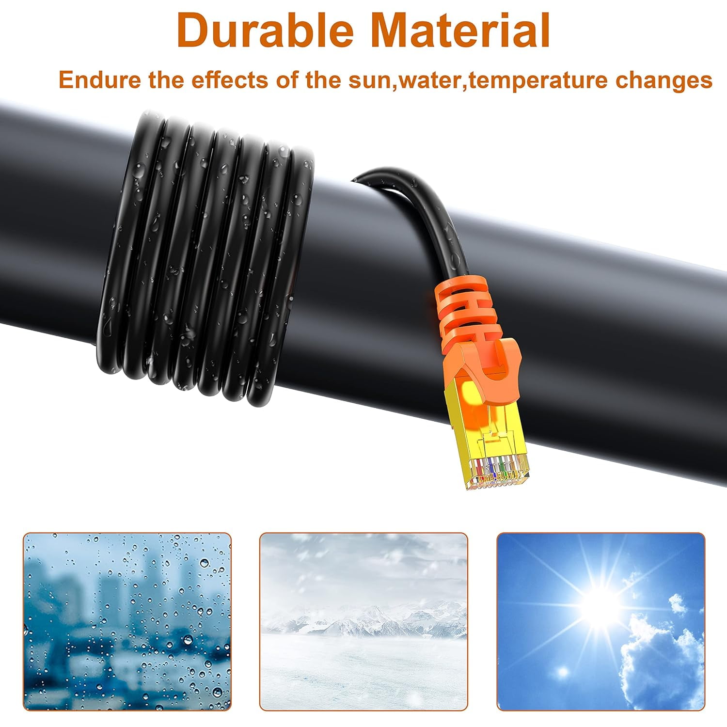 TG4THT-Cat 7 Outdoor Ethernet Cable 50 ft, Heavy Duty,Shielded ...