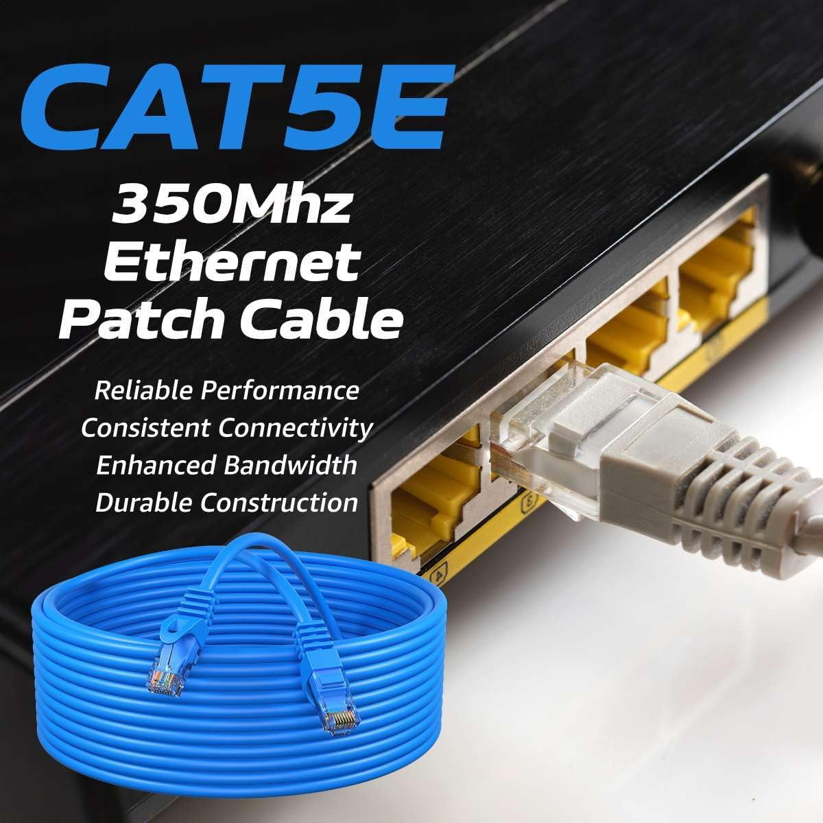 TG4THT-Cat5e 200FT Network Ethernet Patch Cable, 350Mhz Internet Wire ...
