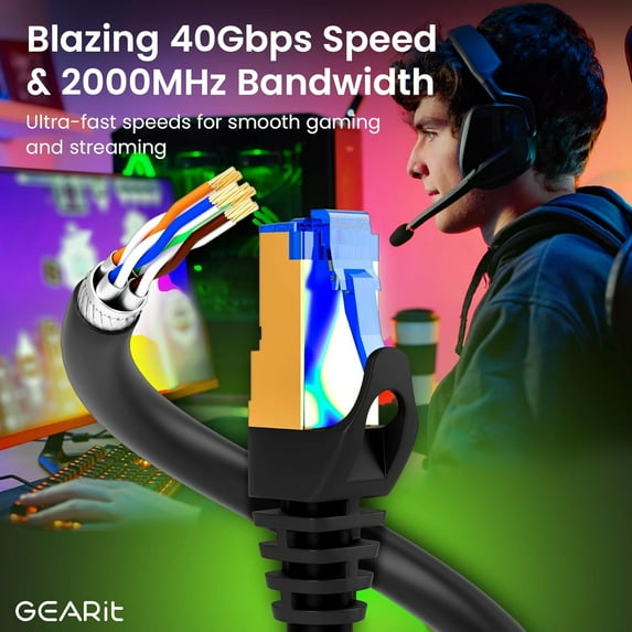 TG4THT-Cat8 Outdoor Ethernet Cable (30 Feet) Waterproof, Direct Burial ...