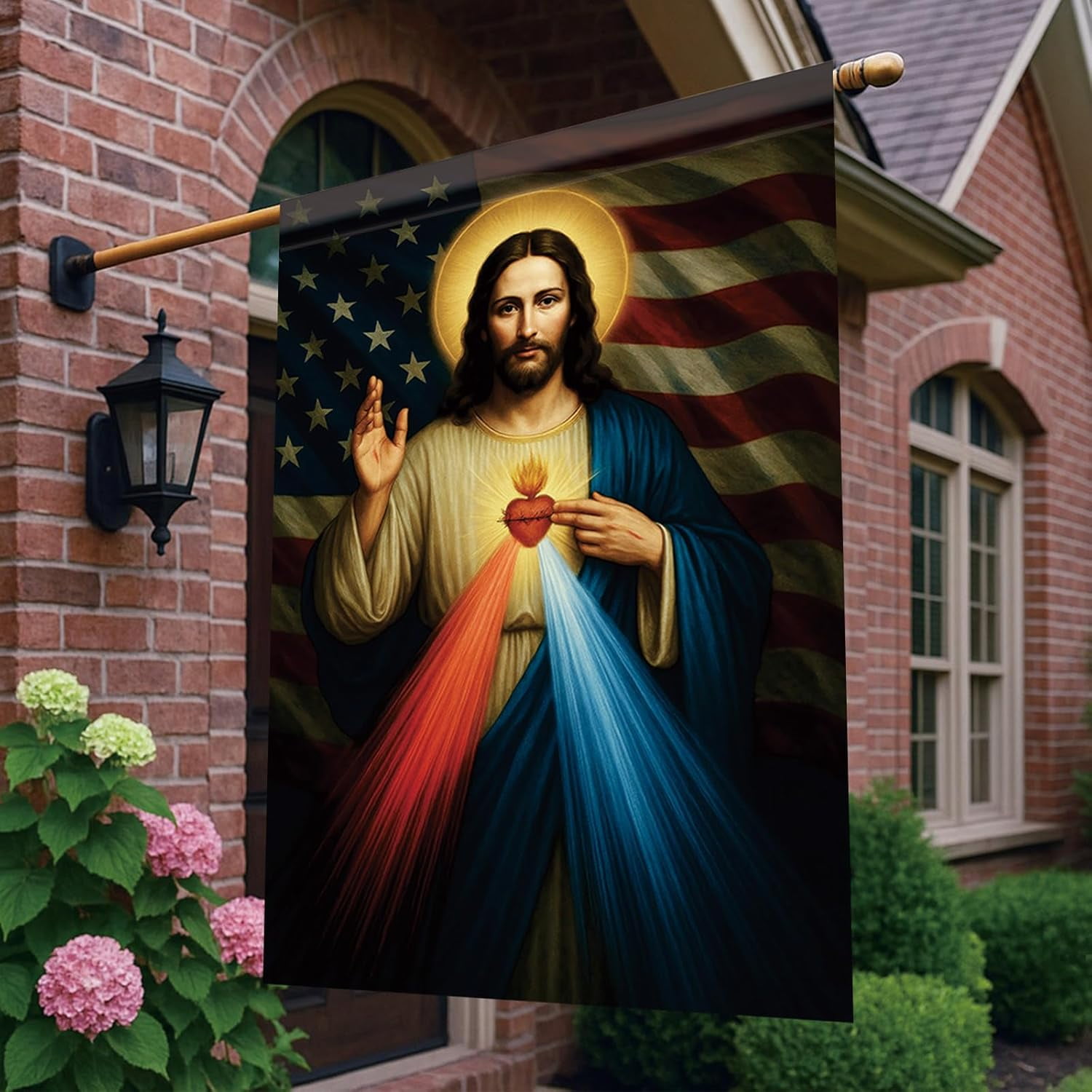 TG4THT-Christian House Flag 28x40 Inch Sacred Heart of Jesus Garden ...