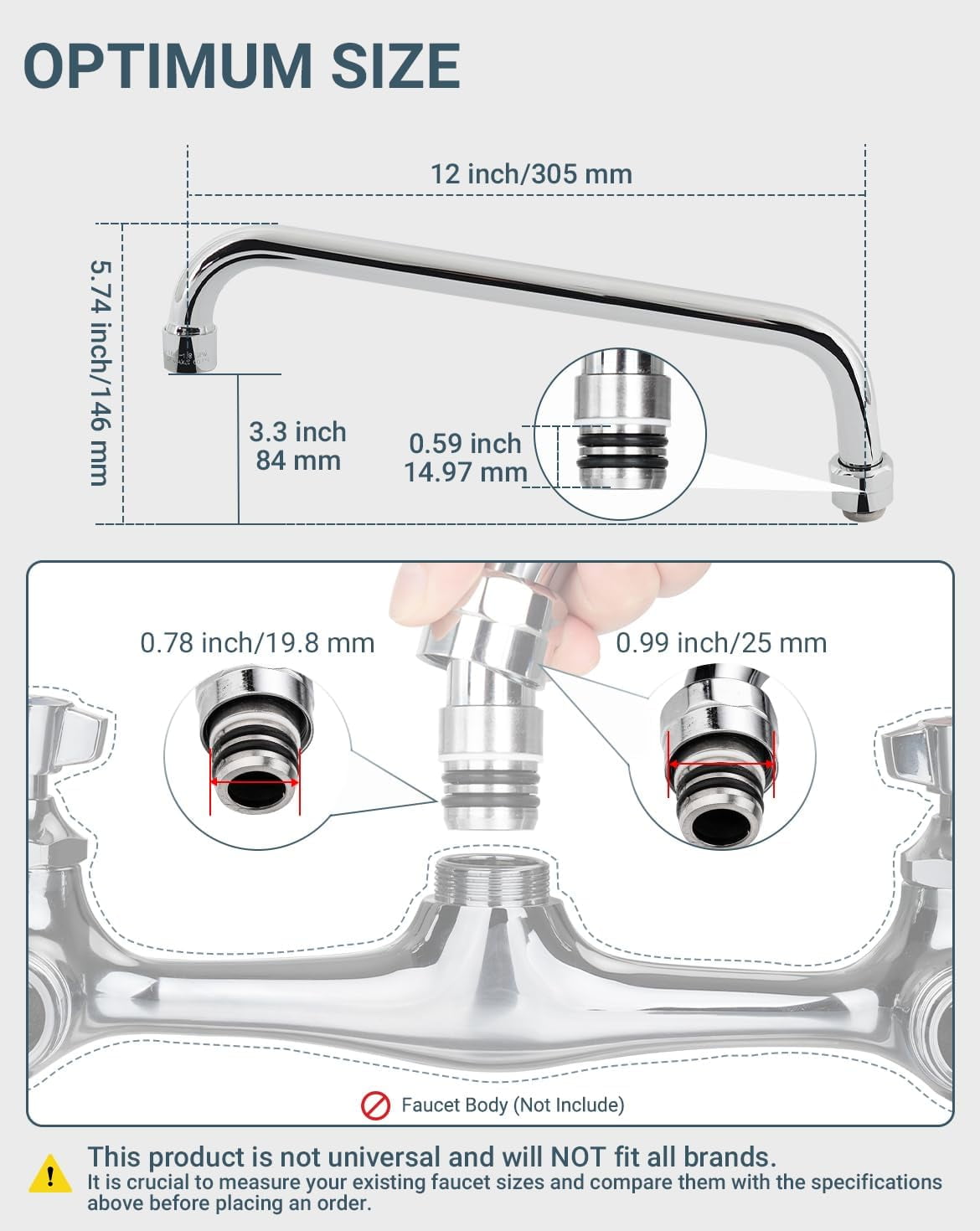 TG4THT-Commercial Faucet Parts 12 Inch Swivel Spout Replacement Kit for ...