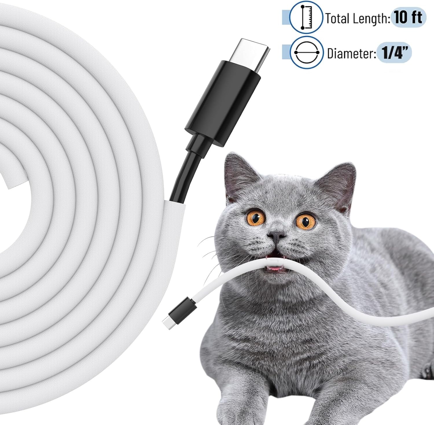 TG4THT-Cord Protectors from Pets No Chew, 1/4 inch 10ft Wire Protector ...