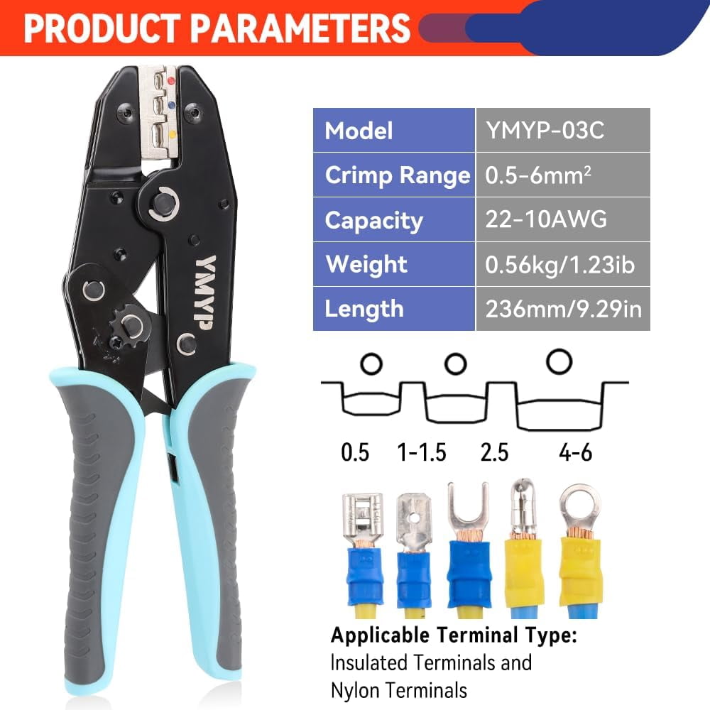 TG4THT-Crimping Tool for Insulated Electrical Connectors - Ratcheting ...