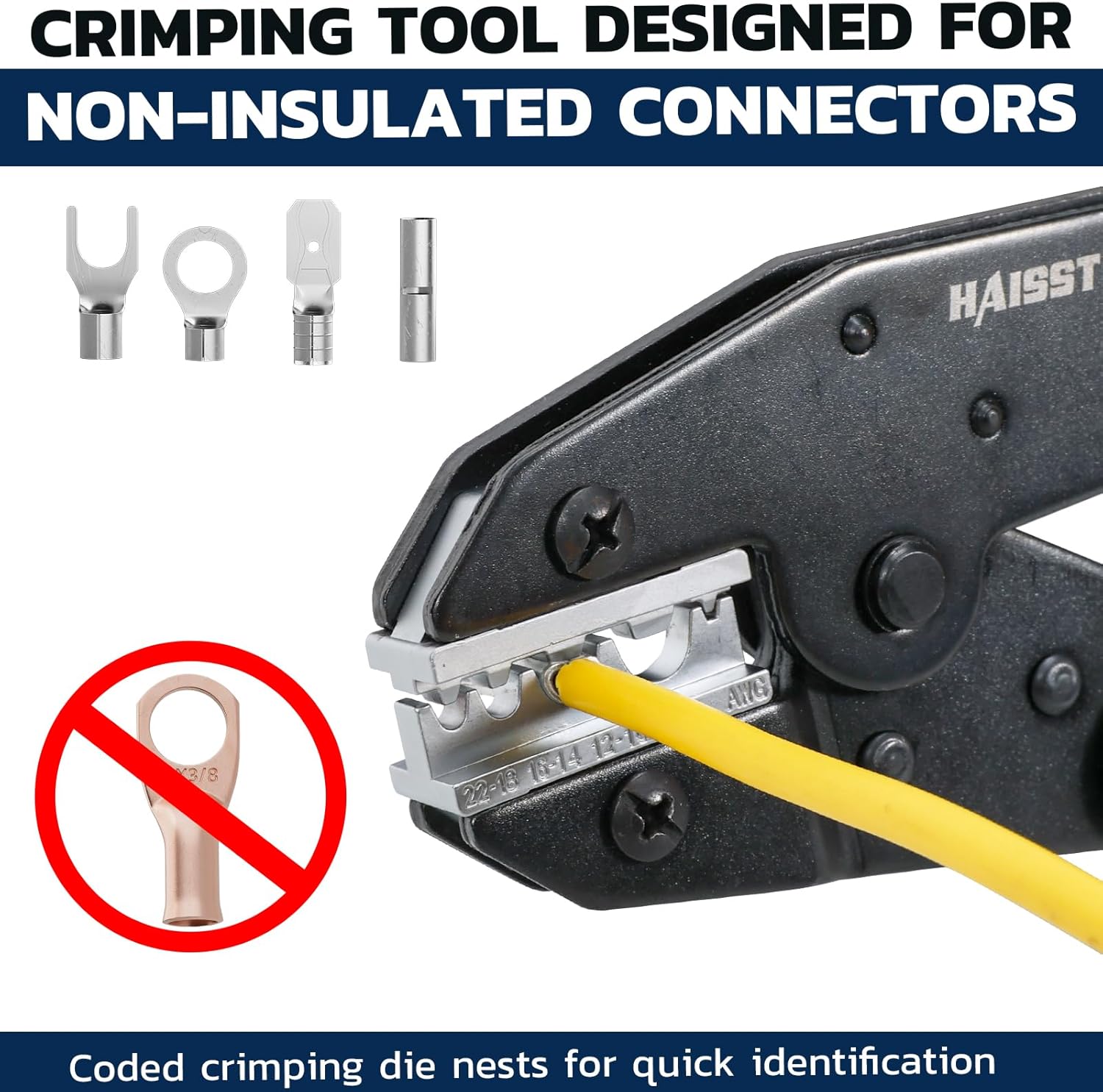 TG4THT-Crimping Tool for Non-Insulated Terminal,AWG 22-8 Ratchet Wire ...