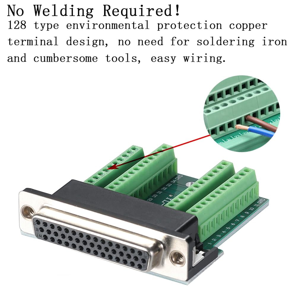 TG4THT-DB44 Solderless Connector, Female RS232 D-SUB Serial to 44-pin ...