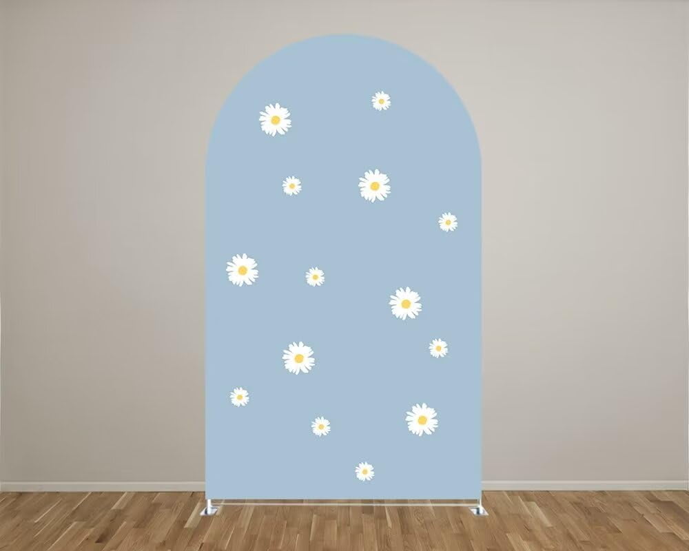 TG4THT-Daisies Arch Backdrop Fabric Cover Blue Arch Backdrop Stand ...