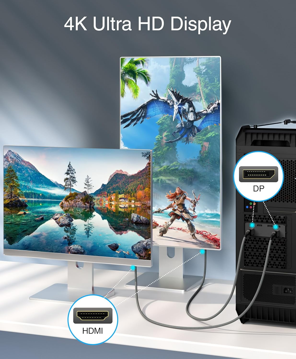 TG4THT-DisplayPort to HDMI Cable - (10FT, DP to HDMI Cord, 4K 60Hz, HDR ...