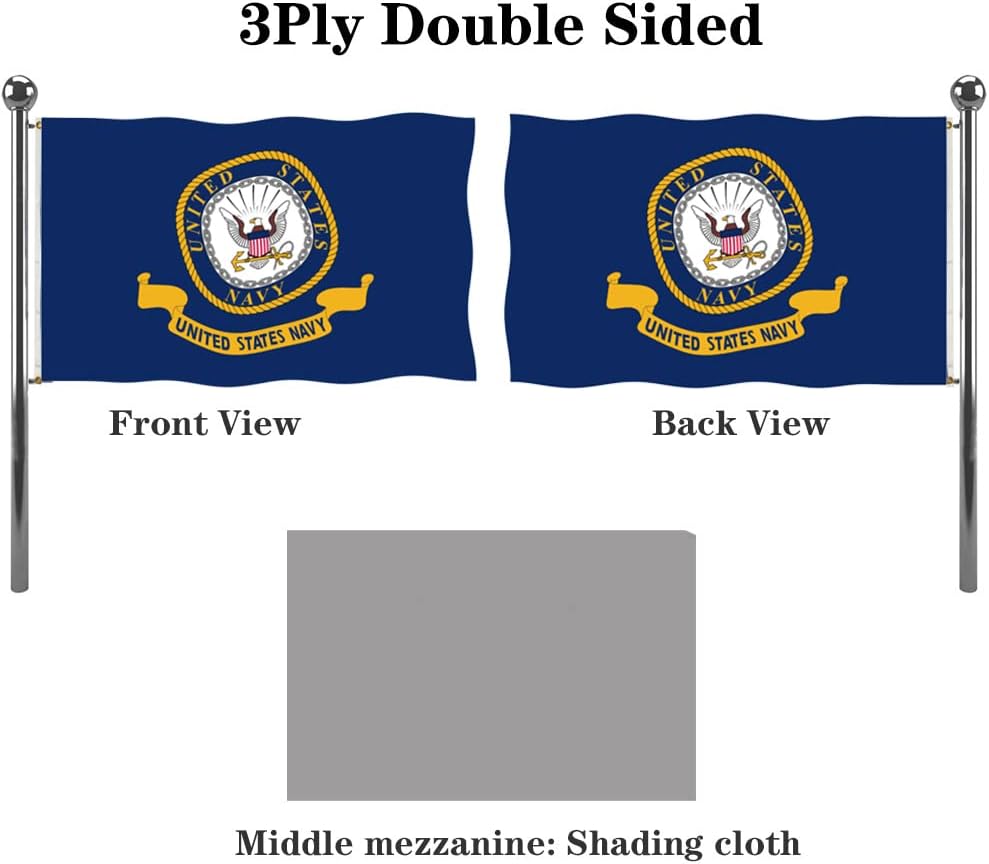 TG4THT-Double Sided Emblem US Navy Flag 2x3 FT Outdoor- Vivid Color ...