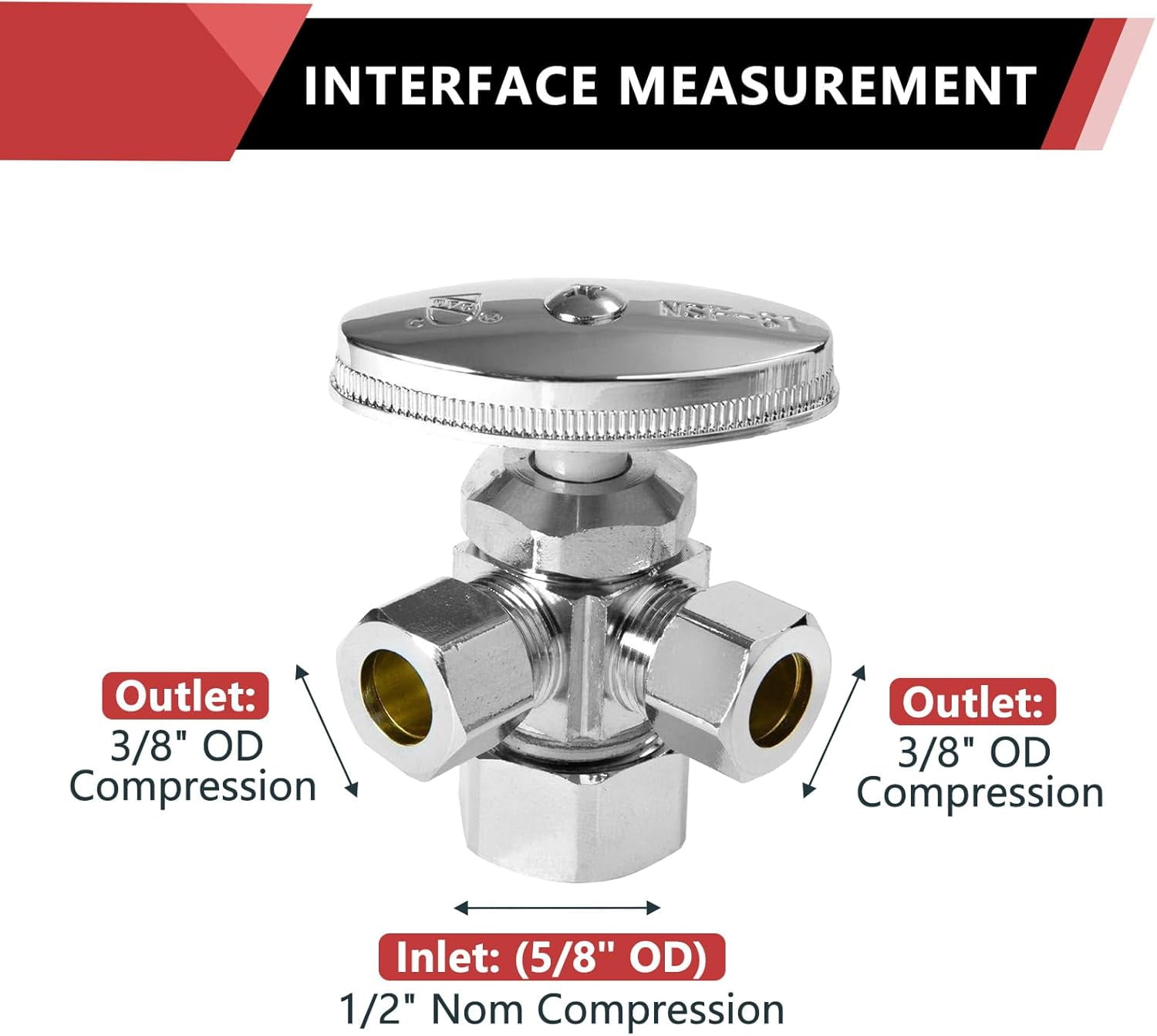 TG4THT-Dual Compression Outlet Multi-Turn Angle Stop Valve,1/2" NOM (5/ ...