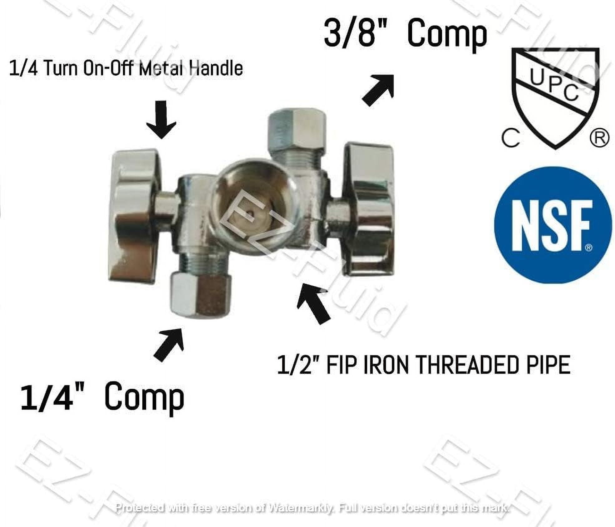 TG4THT-EZ-Fluid 1/2" FIP Female Iron Pipe X 1/4"Comp X 3/8"Comp 1/4 ...