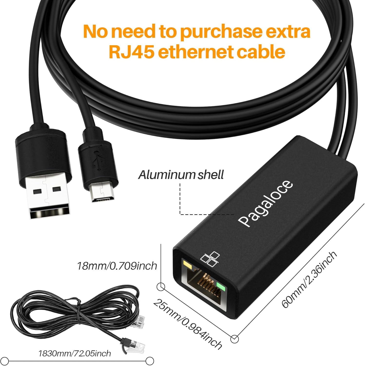 TG4THT-Ethernet Adapter for Fire TV Stick, Micro USB to RJ45 Ethernet ...
